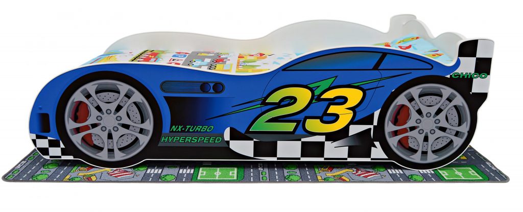 Toddler Bed Blue Racing Car Bed Frame/Mattress 2-8Y – Toddler Beds Shop