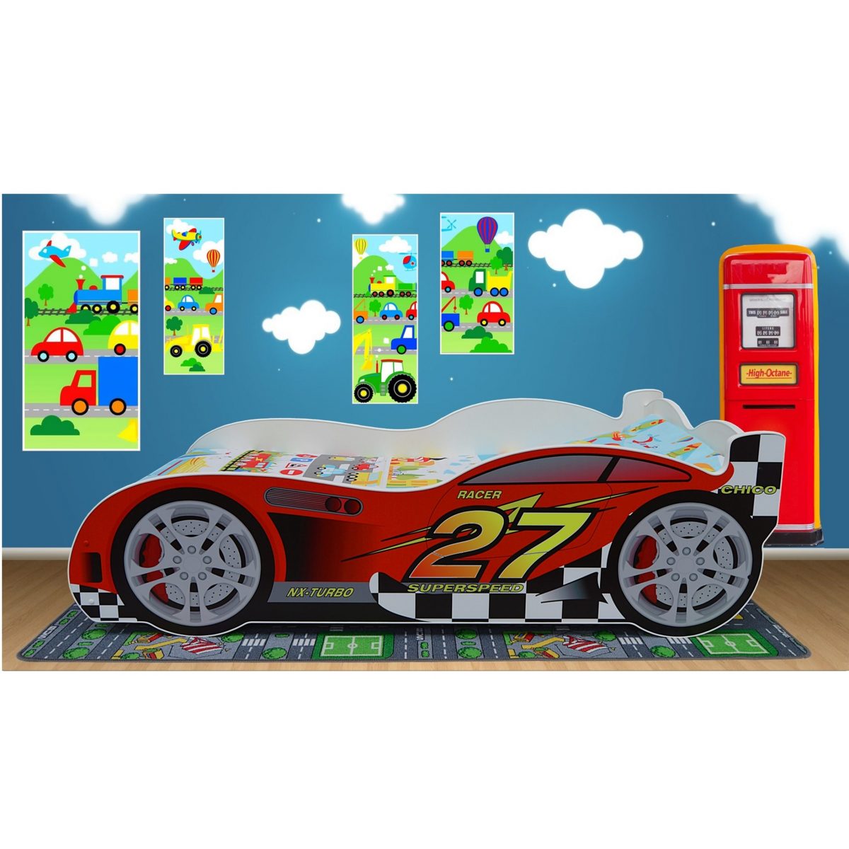 Toddler Bed Red Racing Car Bed Frame+ Mattress 2-8Y – Toddler Beds Shop