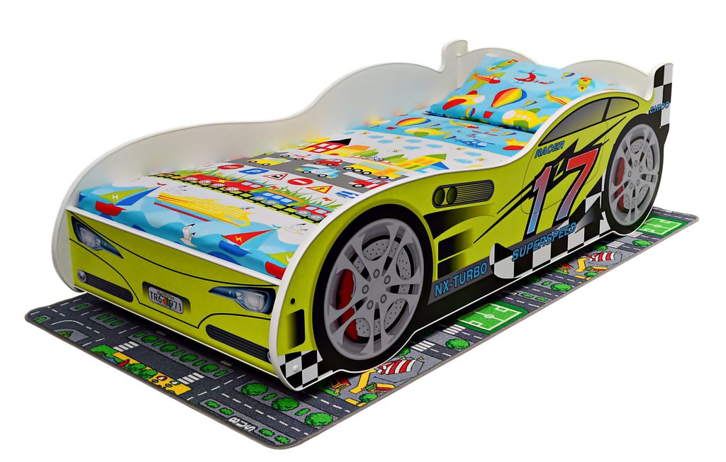 Toddler Bed Lime Racing Car Bed Frame + Mattress 2-8Y – Toddler Beds Shop