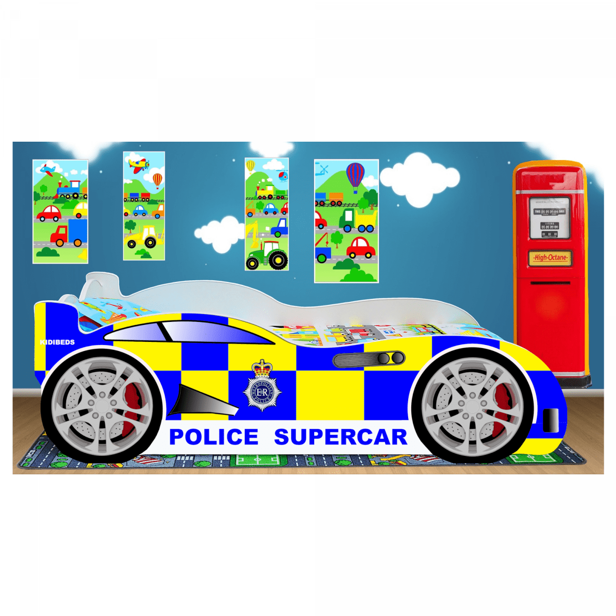 Toddler Bed Police Racing Car + Luxury Mattress – Toddler Beds Shop
